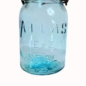 Atlas | Kitchen | Atlas Ez Seal Aqua Blue Glass Jar Vtg Bail Wire ...